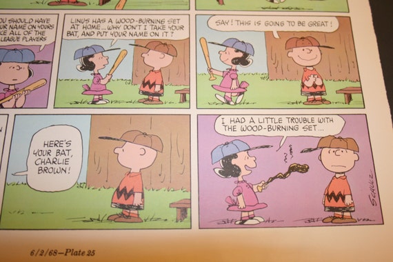 Charlie Brown Baseball Peanuts Comic Strip Retro Cartoon of