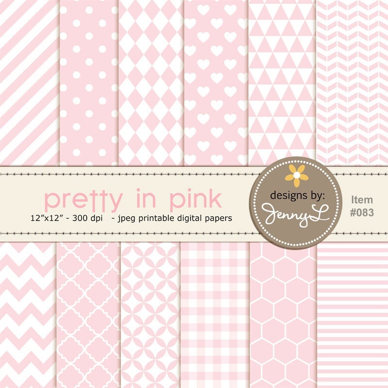 Pink Light Pink Pastel Pink Digital Papers Pink Chevron