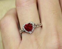 Popular items for ruby heart ring on Etsy