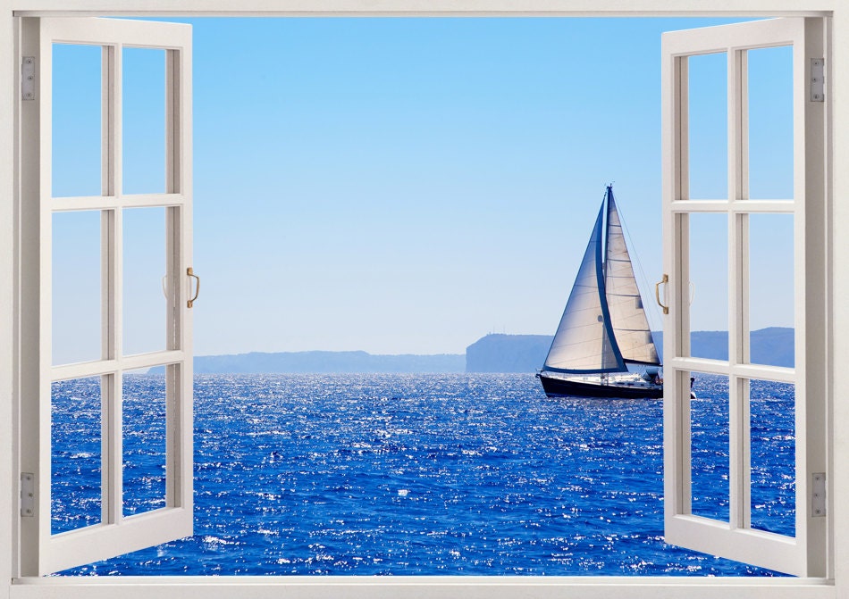 sailboat wall decal boat 3D window boat wall decal for home
