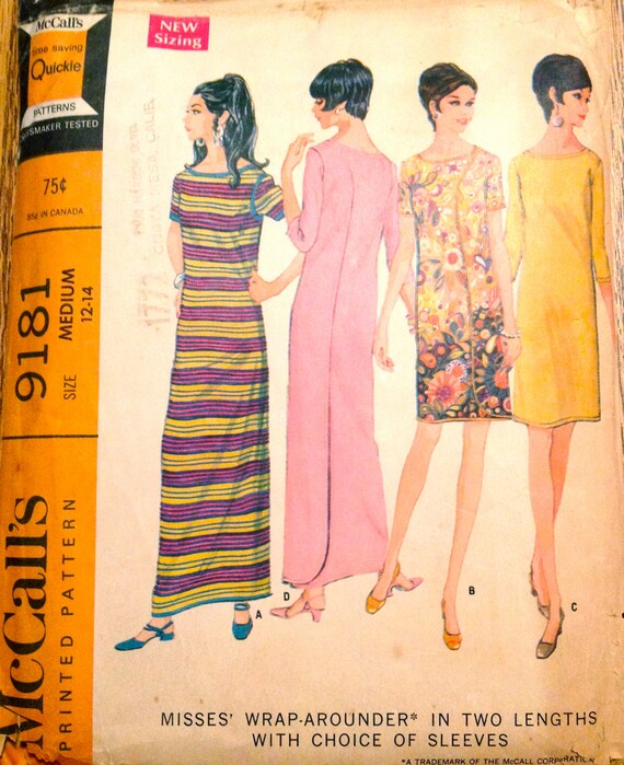 McCalls 9181 1960s Misses Three Armhole Wrap Arounder by mbchills