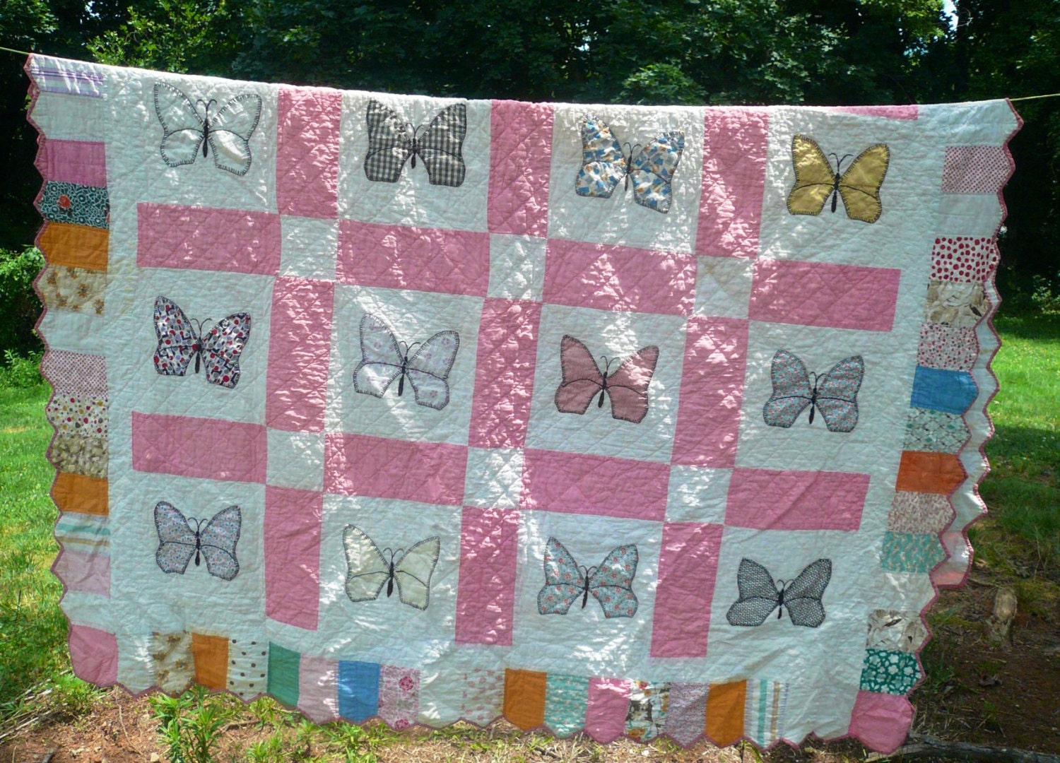 Sale Handmade Quilt Butterfly Patchwork Quilt Baby Toddler Bed