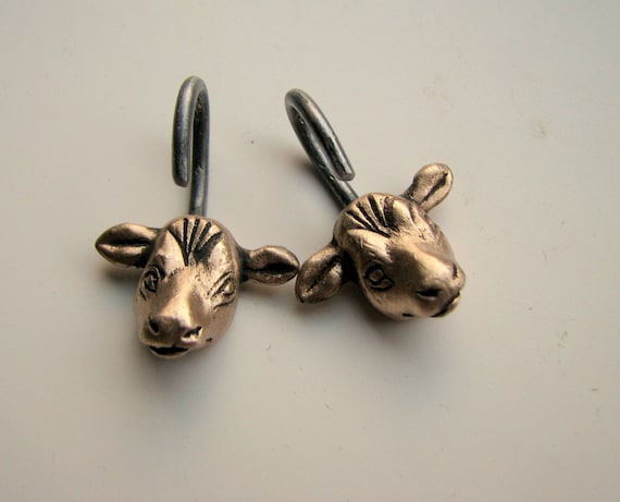 Cow earrings for stretched piercings 14 gauge 12 by AnnaSiivonen