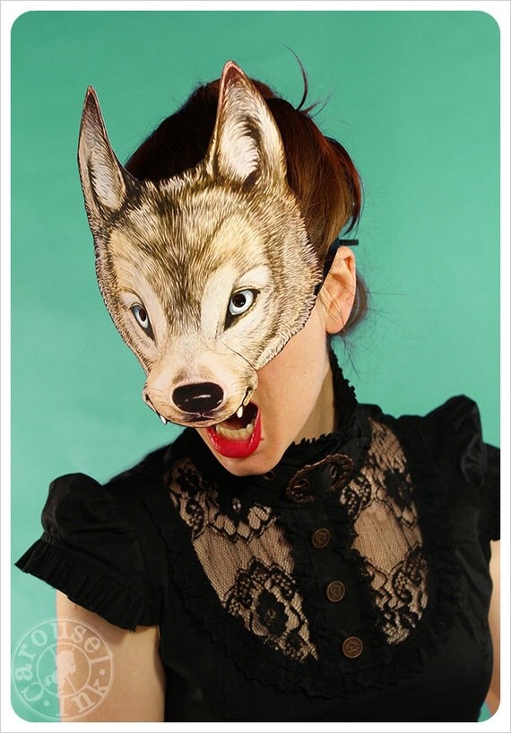 WOLF Mask by Carousel Ink Victorian Paper MASK Halloween