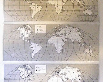 1873 Antique WORLD Map of the World 1800s by VintageInclination