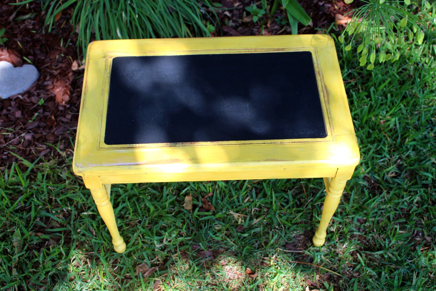 Yellow, Antique, end table, side table, living room, distressed, shabby ...