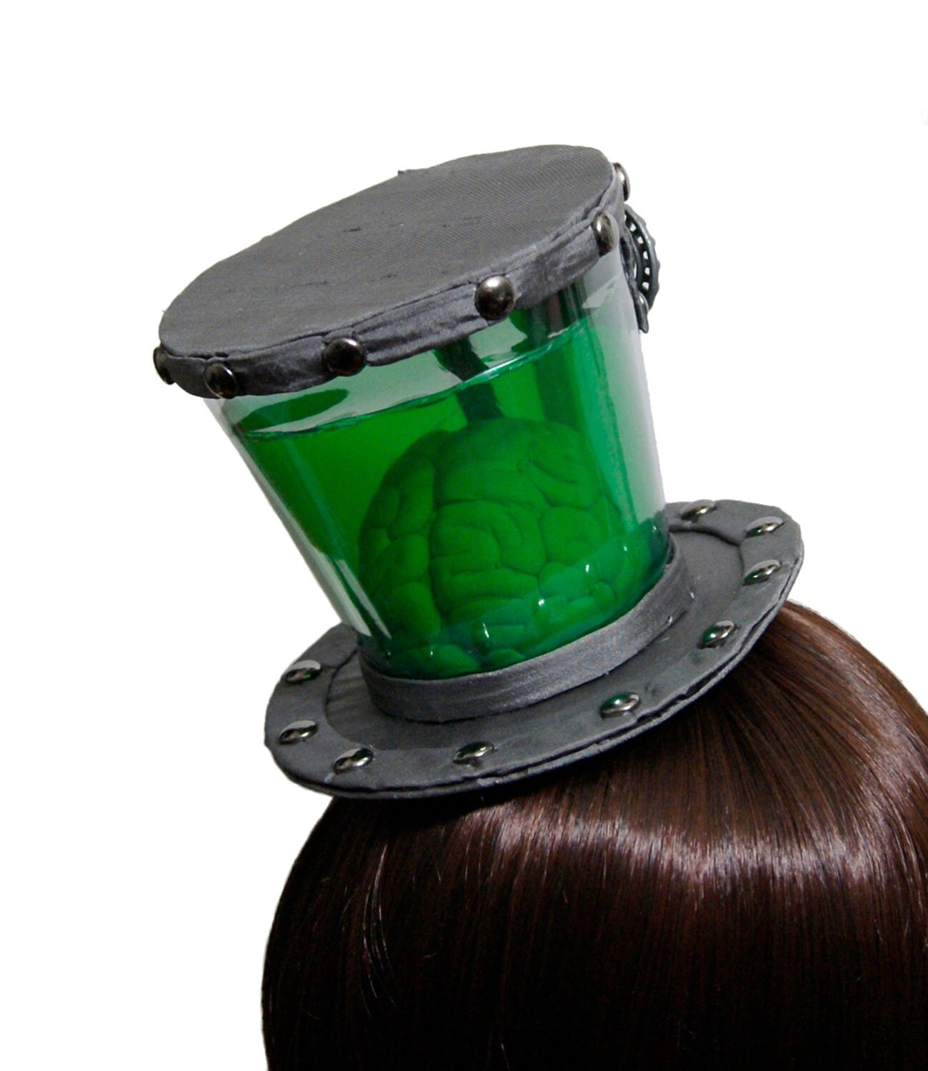 Mad Scientist Steampunk Brain Specimen in a Jar Top Hat