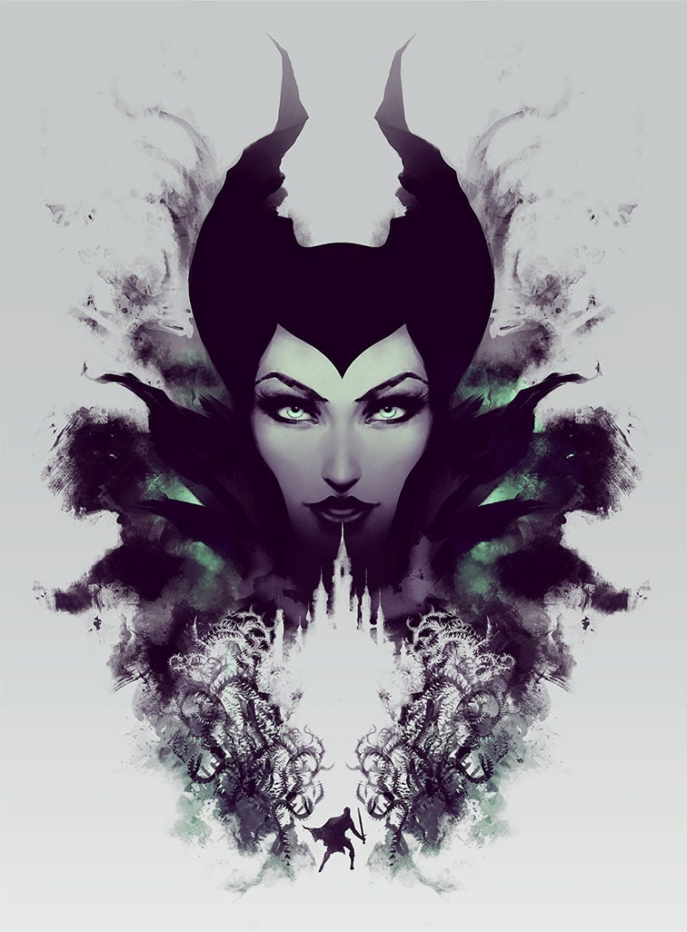 Maleficent Art Print Disney Painting Sleeping Beauty Fairy