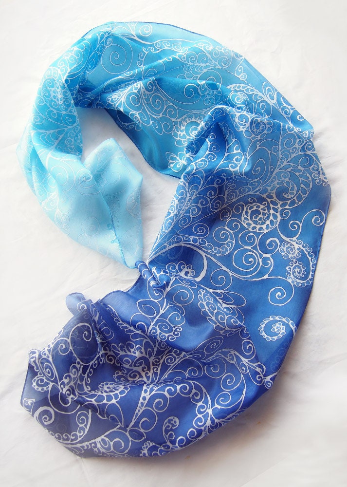 Ice scarf silk scarf FROST hand painted silk scarves