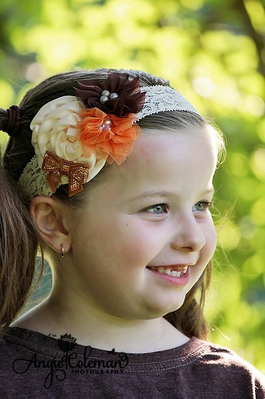 Fall Flower Headband, Autumn Baby Headband, Orange Brown Headband, Baby ...