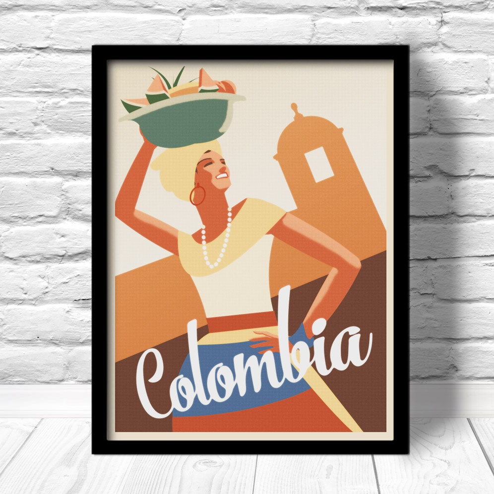 Colombia Poster Cartagena travel print Caribbean travel