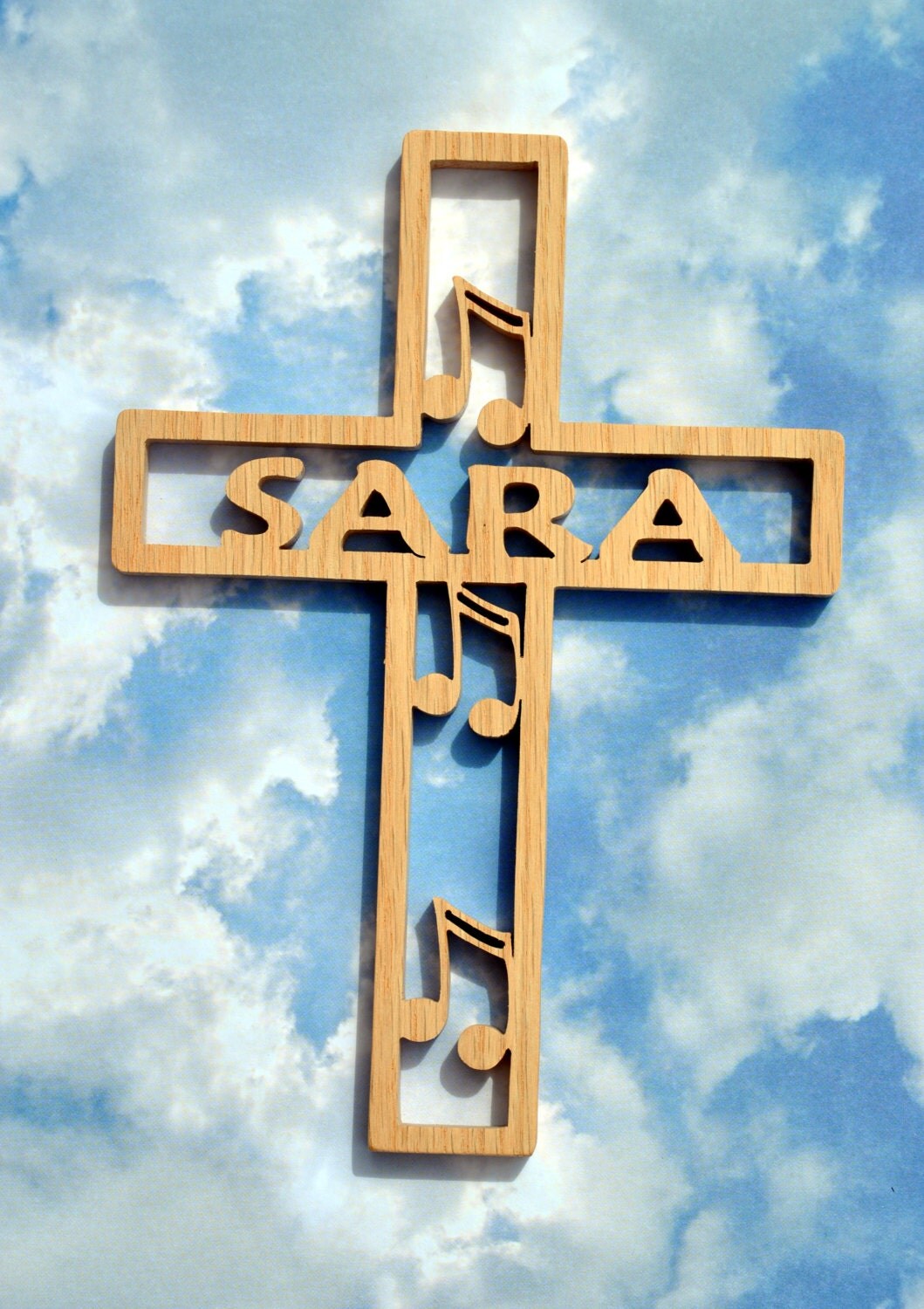 Personalized Wooden Musical Note Cross