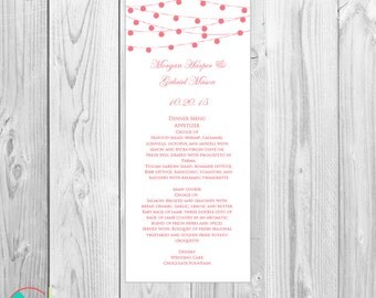 Printable Wedding Menu Template-"String Lights" DIY Wedding Menus ...