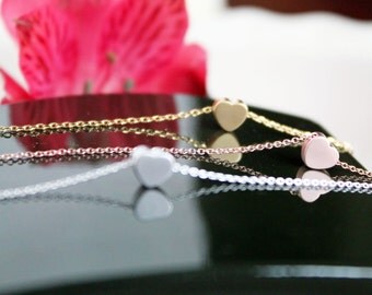 Double Heart Necklace ROSE GOLD FILLED Chain by spellingB on Etsy