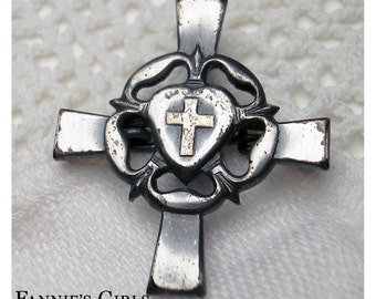 Vintage Cross Pin, made in Germany, religious jewelry, medical pin, pin ...