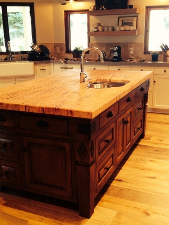 Ambrosia Maple Butcher Block Island Top by GreenRiverWoods on Etsy