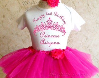 Pink Black Dots Princess Crown 1st 2nd Birthday by TheTutuFairy