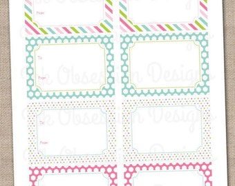 25% OFF SALE Pink Green and Blue Polka Dots and Stripes Printable ...