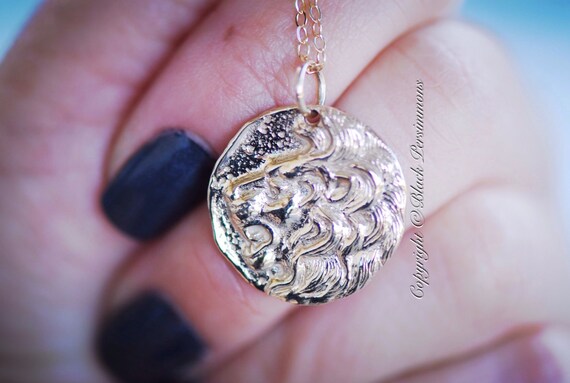 Ancient Lion Head Coin Necklace Natural Bronze Charm Pendant