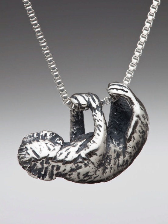 Sloth Necklace Silver Tree Sloth Charm Tree Sloth Necklace
