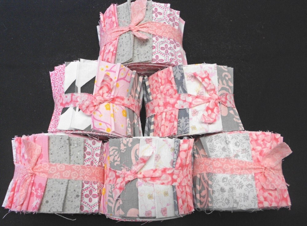Pink and Gray Quilt Fabric Jelly Roll Strips SEW FUN QUILTS