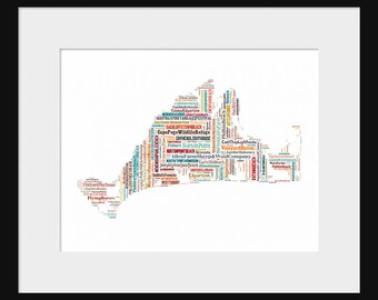 Jamaica Map Typography Map Poster Print Black by ParisPhotoShop