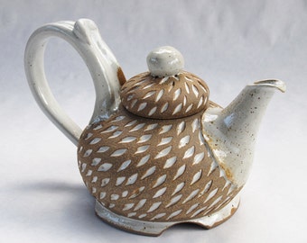 Items similar to Handmade Teapot Green Yellow Brown Teapot - One of a ...