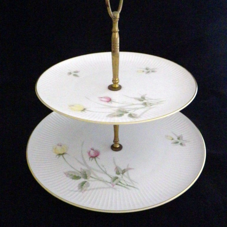 Vintage Thomas China of Germany Two-Tier Rose Pattern Serving Tray ...