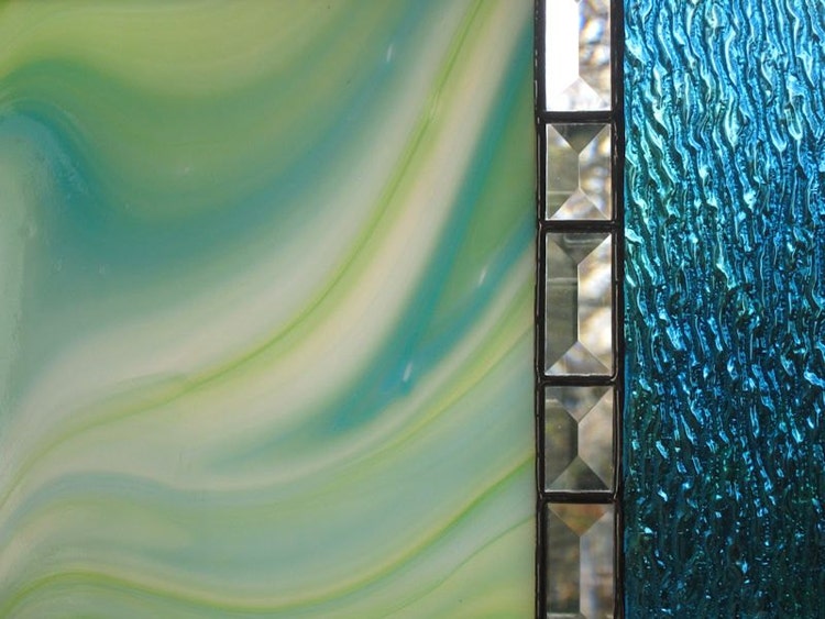 Geometric Blue Stained Glass Panel Suncatcher by FleetingStillness