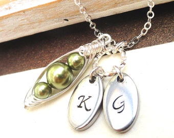 Items similar to 2 3 4 Sweet Peas in a Pod Sterling Silver Personalized ...