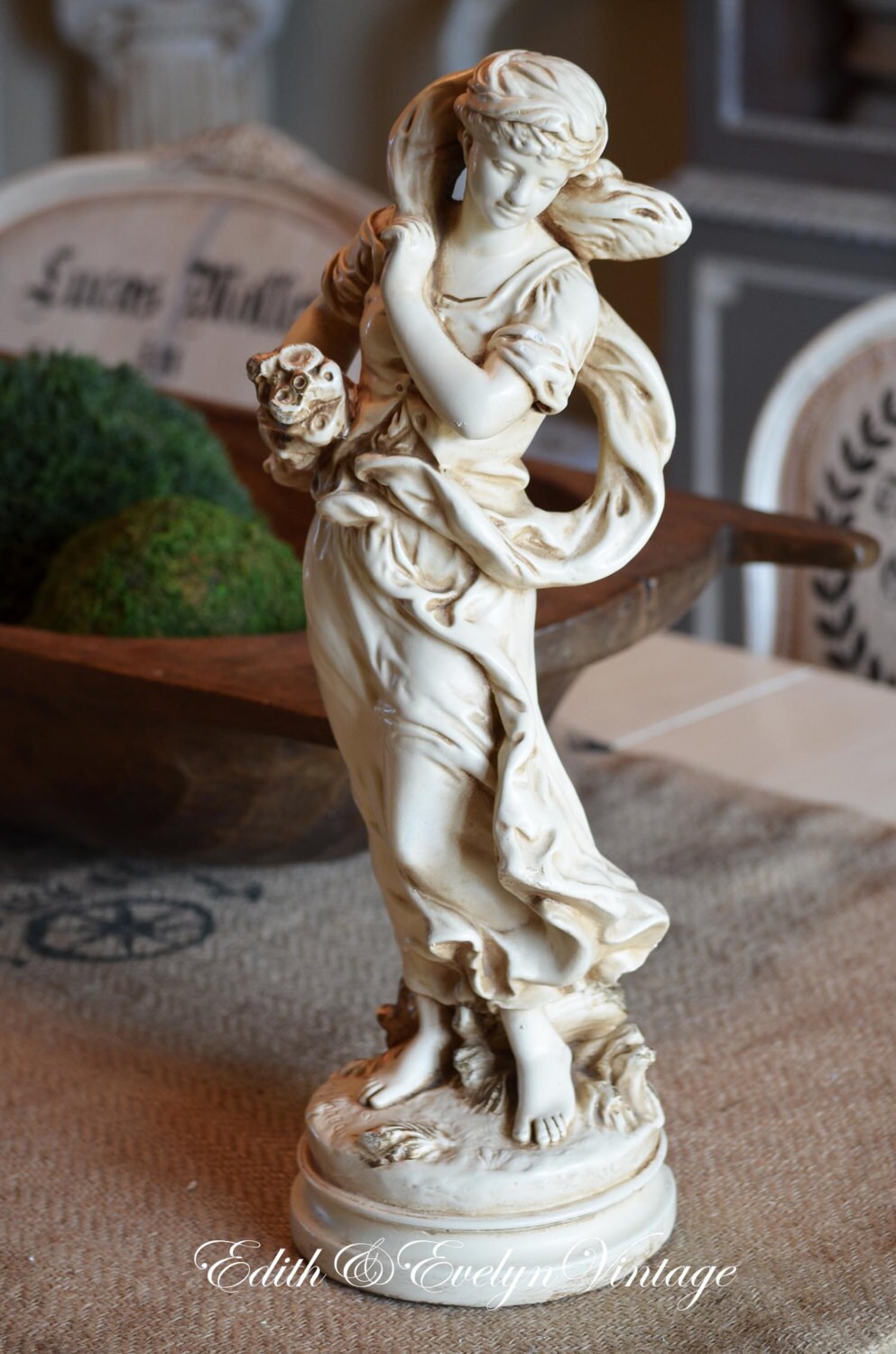 Vintage French Girl Statue Moreau Alexander Backer