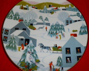 Winter scene plate | Etsy
