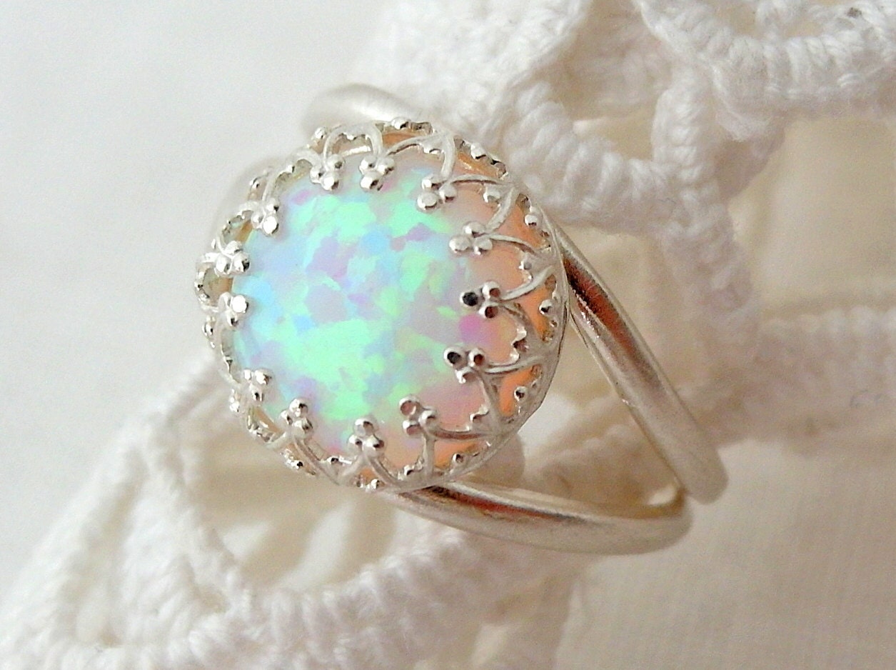 opal ring White opal ring Silver opal ring Gemstone ring