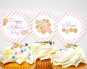 Items similar to Mother's Day Cupcake Toppers - Spring Flowers - DIY ...