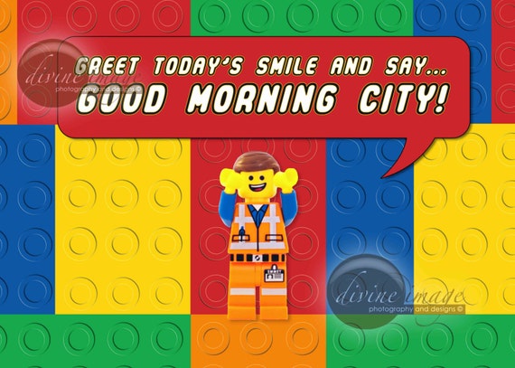 Items similar to Emmett Lego Movie Art: "Good Morning City!" on Etsy