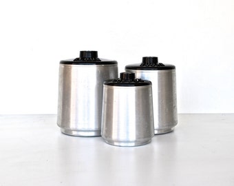 Vintage Metal Canister Set - Aluminum Nesting Kitchen Canisters