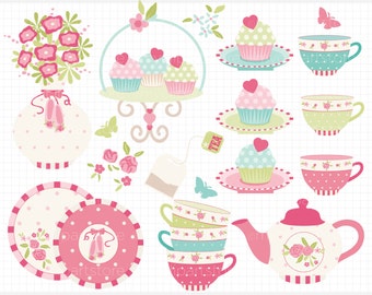 Tea party clip art | Etsy