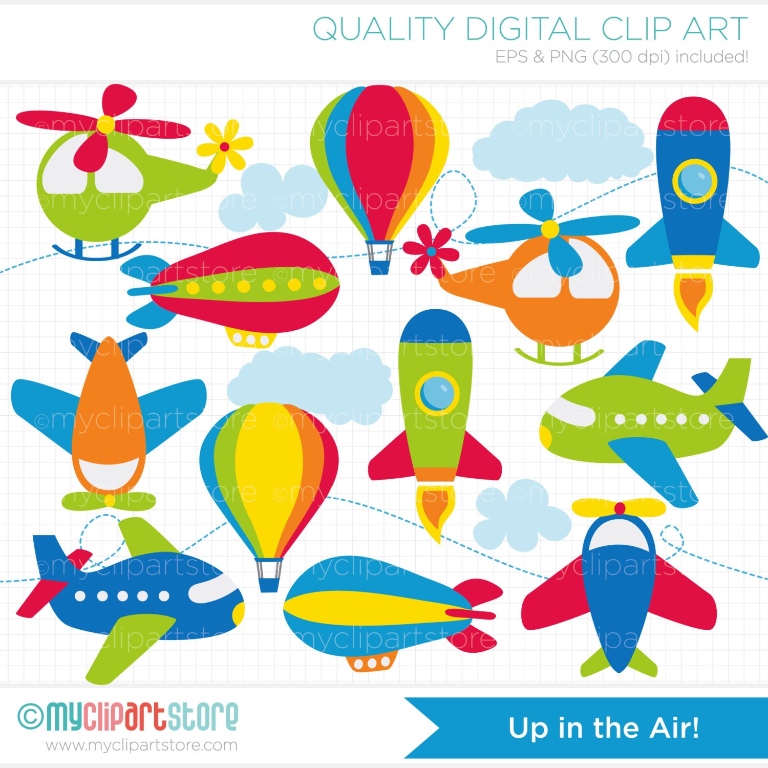 Clipart Up in the Air / Airplanes / Aviation / by MyClipArtStore