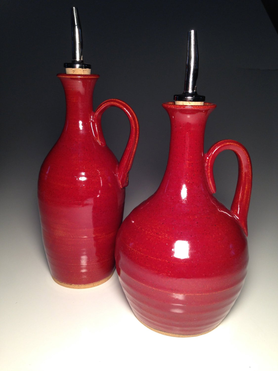 Pottery Olive Oil Bottle Handmade Cruet Dispenser Vinegar