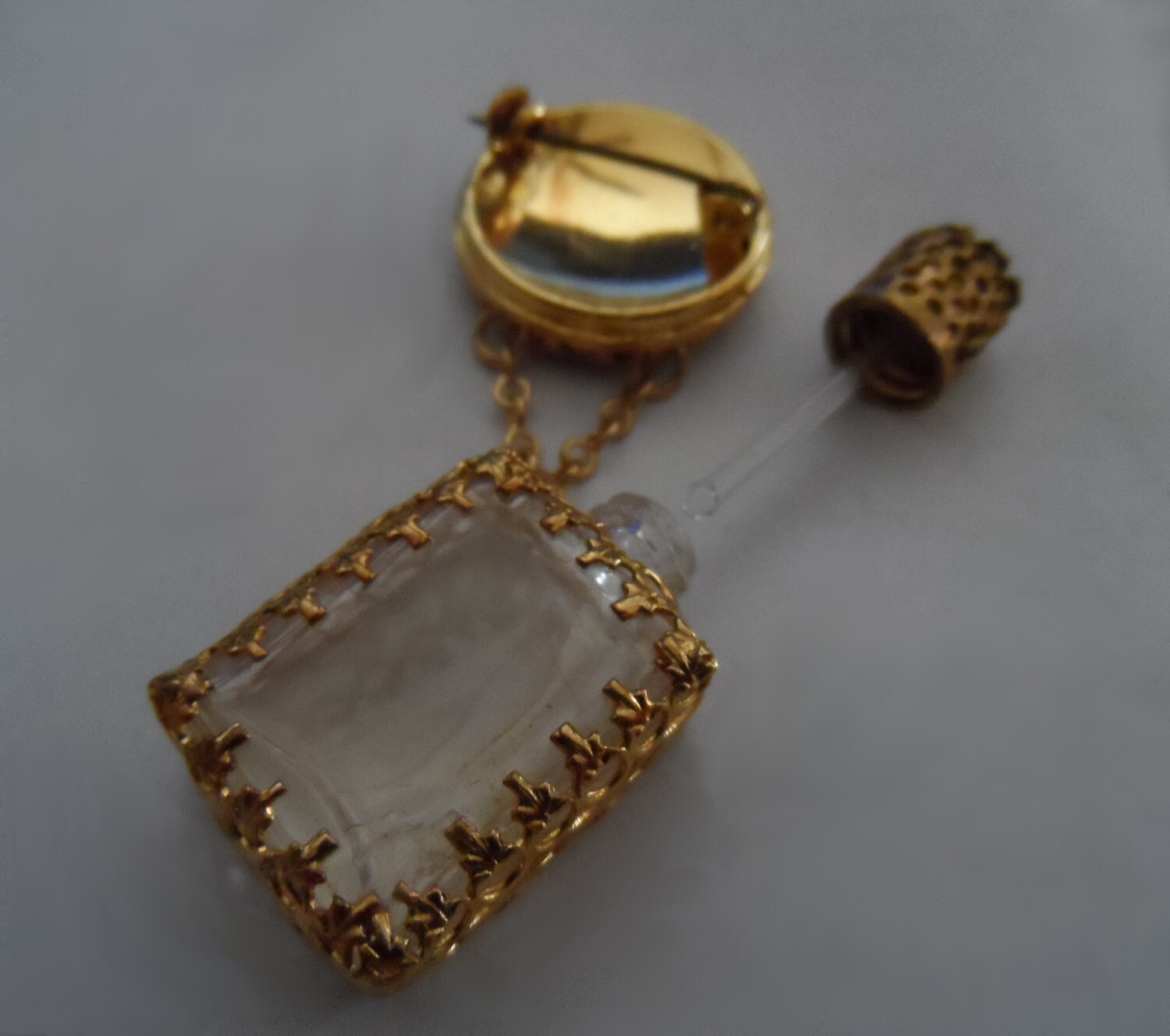 Antique Double Austrian Petit Point Floral Design Glass