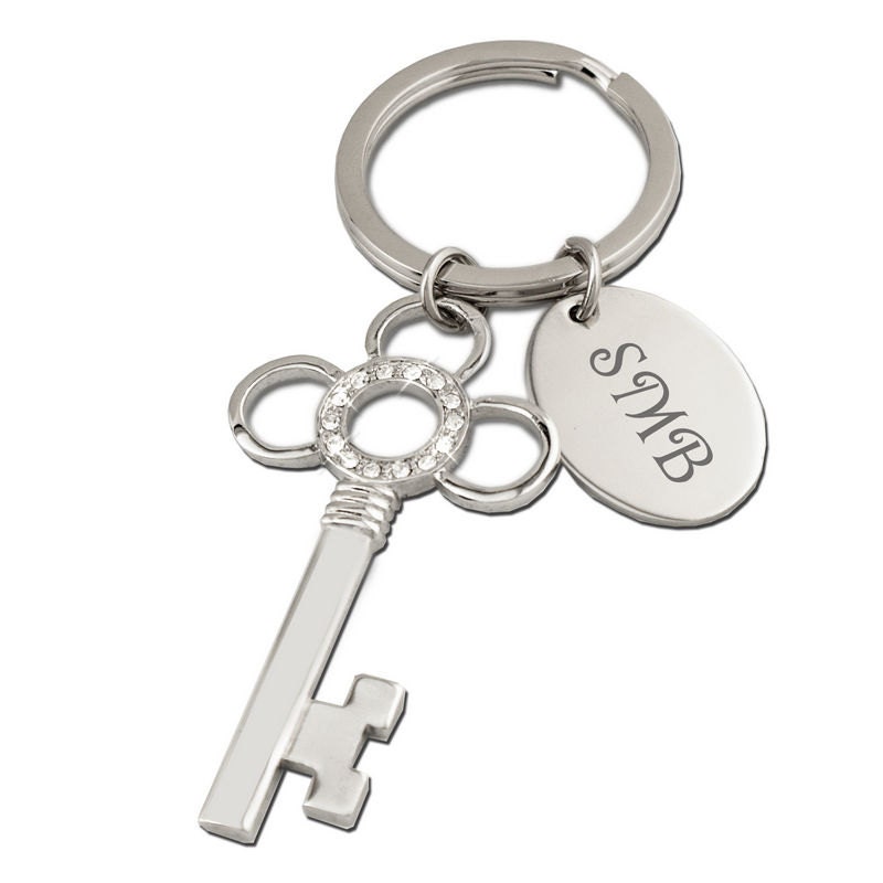 Engraved Personalized Key-Shaped Key Chain