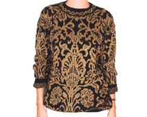 Unique black gold sweater related items | Etsy