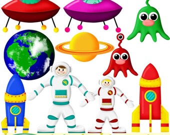 Christmas in July SALE Space travel, astronaut clip art set, 10 designs ...