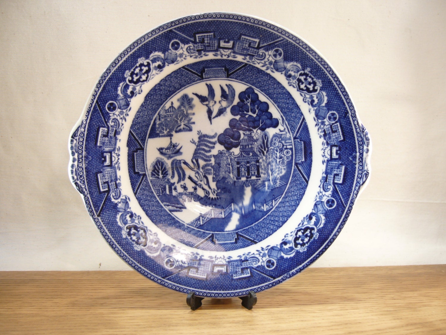 Vintage 1930s Adderley Ware “Old Willow” blue and white cake or bread ...