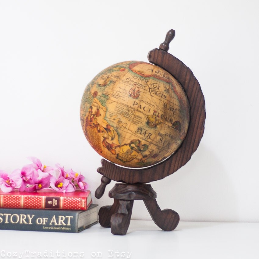 World Globe: Vintage Antique Style World Globe by CozyTraditions
