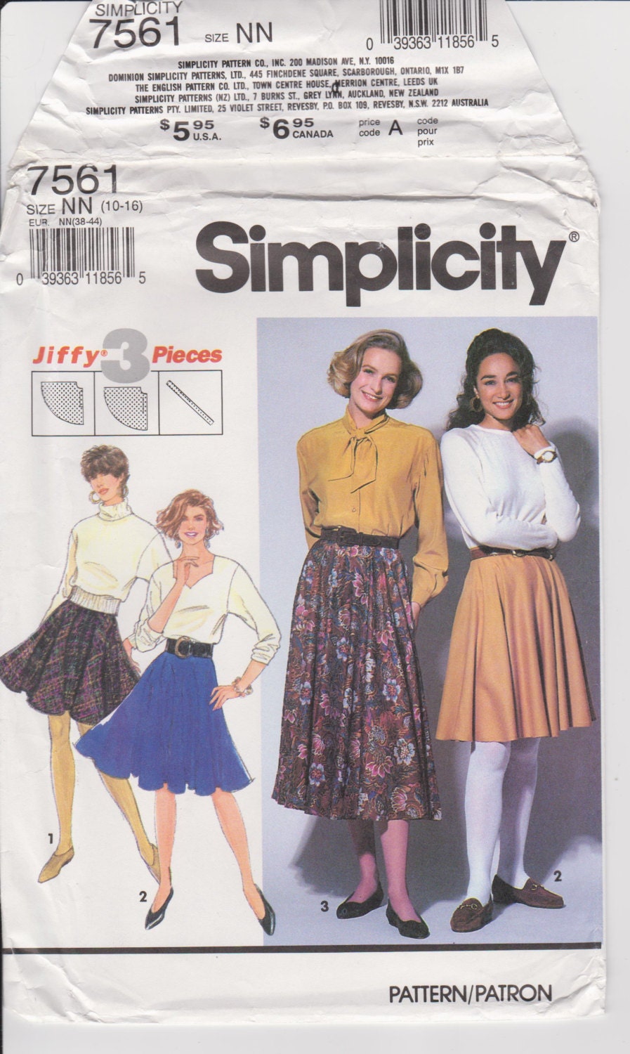 Simplicity 7561 Sewing Pattern. Jiffy 3 Pieces. Skirts.