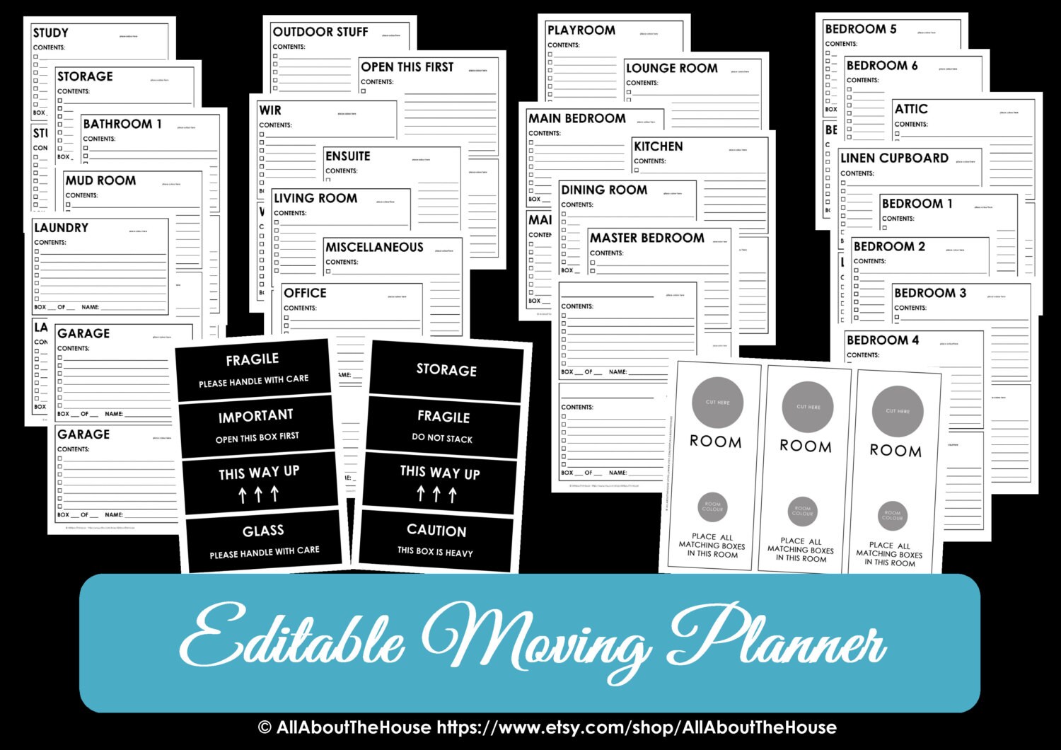 GREEN EDITABLE Moving Planner Checklist Binder by AllAboutTheHouse