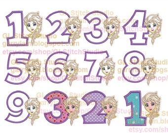 Frozen Elsa applique design, birthday set queen number 1-9 package ...