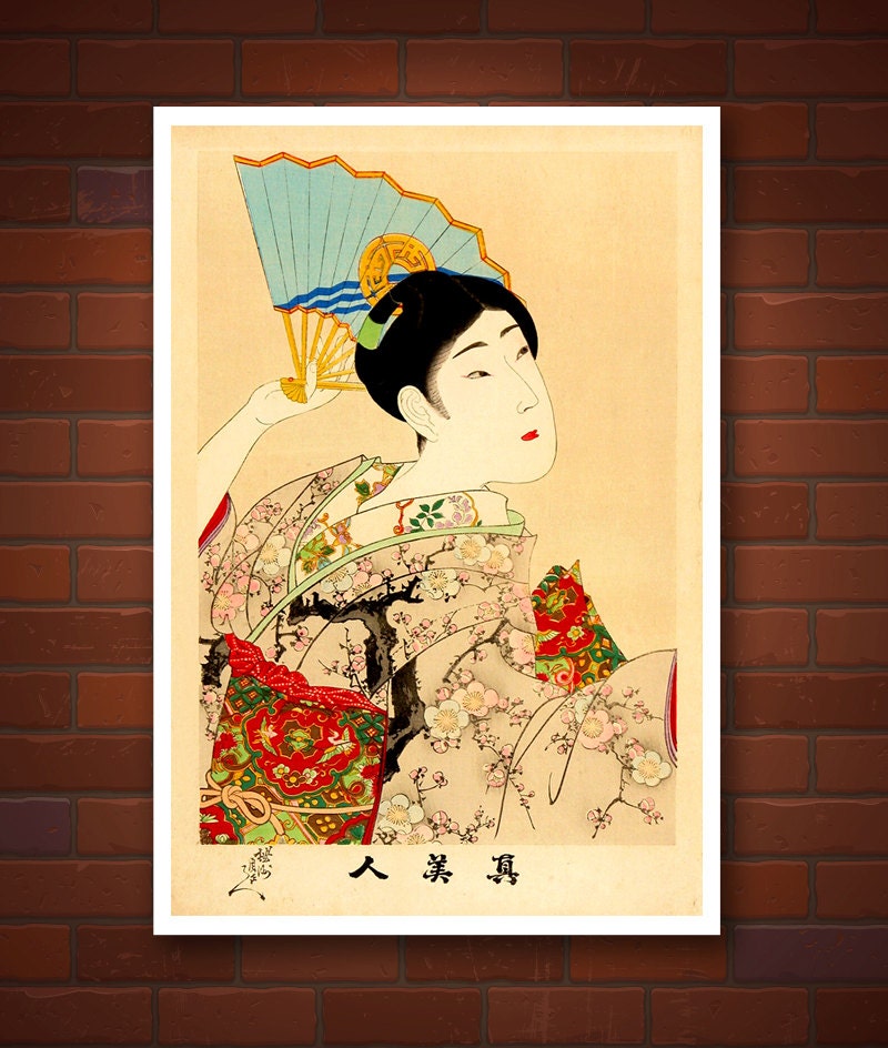 Geisha with a fan japanese art geishas paintings and