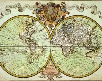 Huge Historic 1626 Old World Map Antique by VintageImageryX